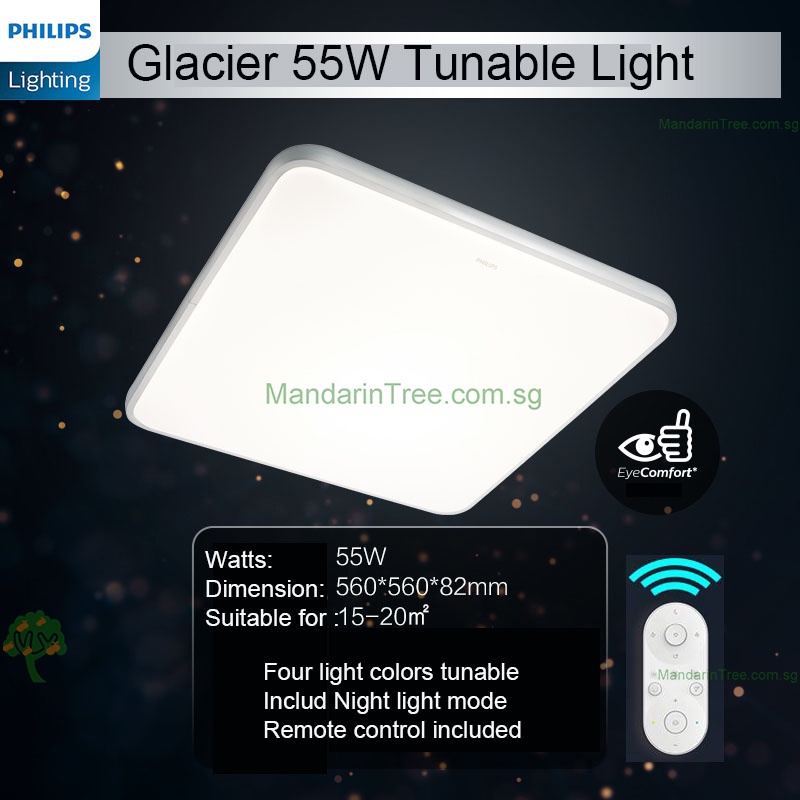 CL828 Philips LED 55W Ceiling Light Square Tunable Light With Remote ...