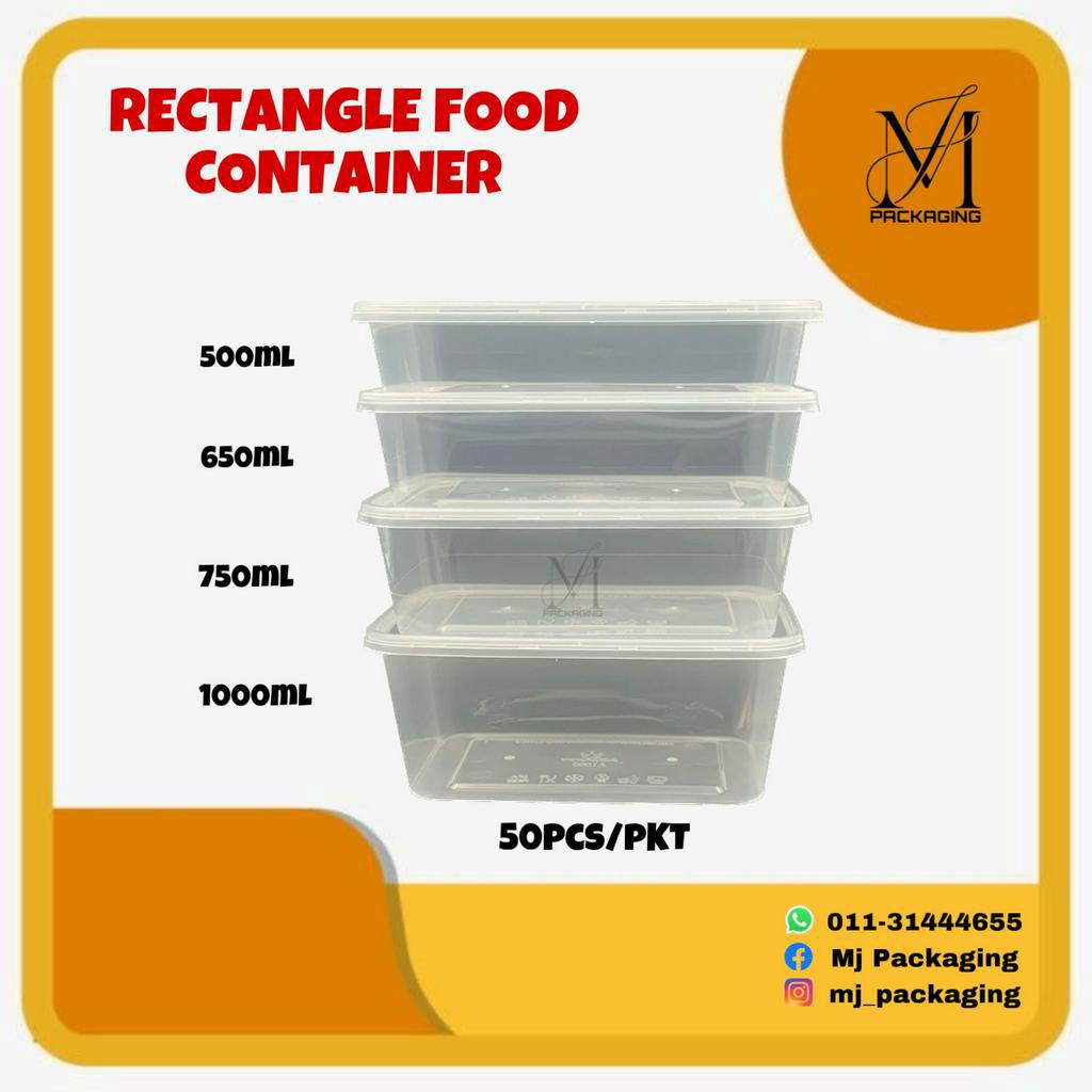 Rectangular Disposable Plastic Food Container/ 500ml/650ml/750ml/1000ml ...