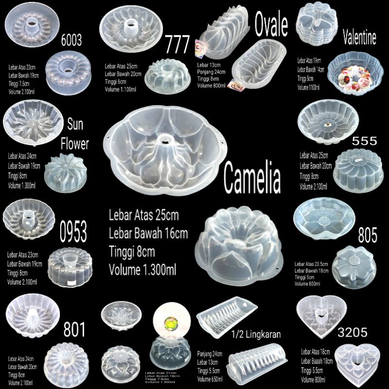 MAWAR Plastic Pudding Molds for Jelly Pudding Various Motifs Roses ...