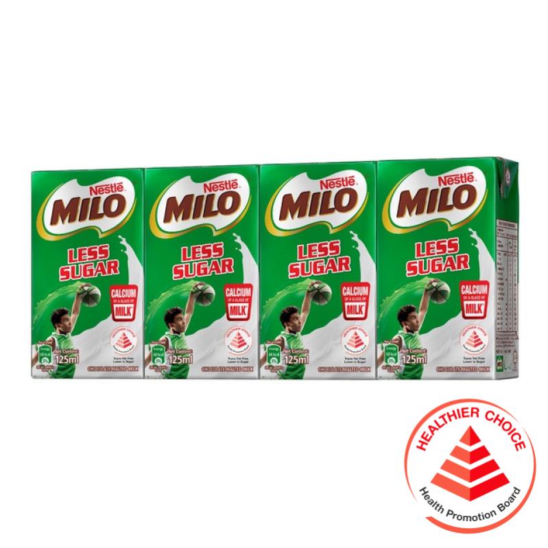 Milo UHT Less Sugar Chocolate Malted Milk - 4x125ml | Shopee Singapore