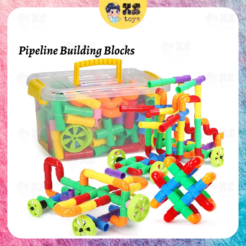 105/176 Pcs Pipeline Building Blocks Construction DIY Assemble Toys ...
