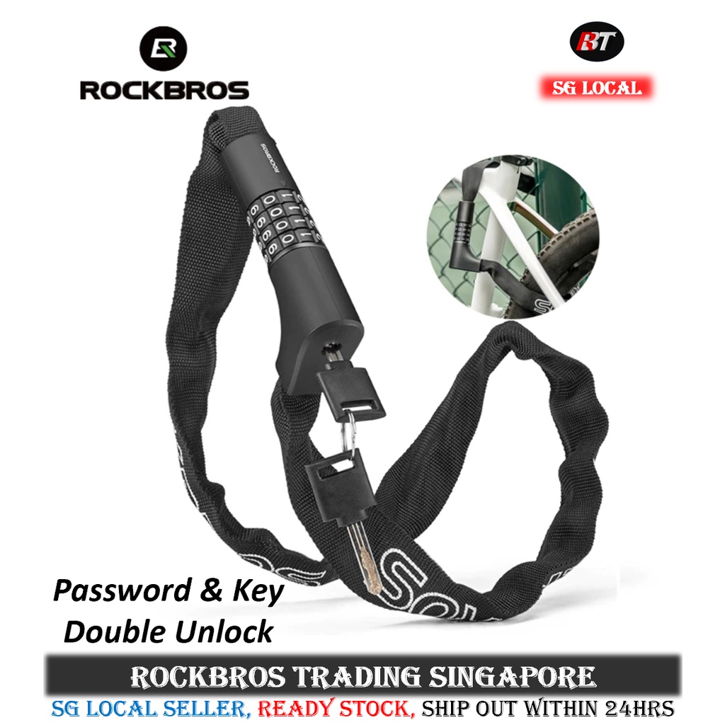 [SG] RockBros Lock bicycle chain lock with paint protection cloth 4 ...
