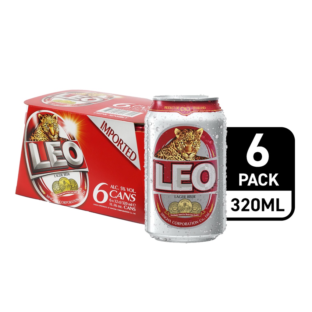 Leo Lager Beer Can 320Ml [Bundle Of 6] [Thailand] | Shopee Singapore