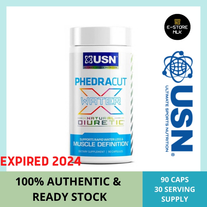 USN PhedraCut Water X Diuretic, Water Loss Lean Dry Look 90 Caps ...