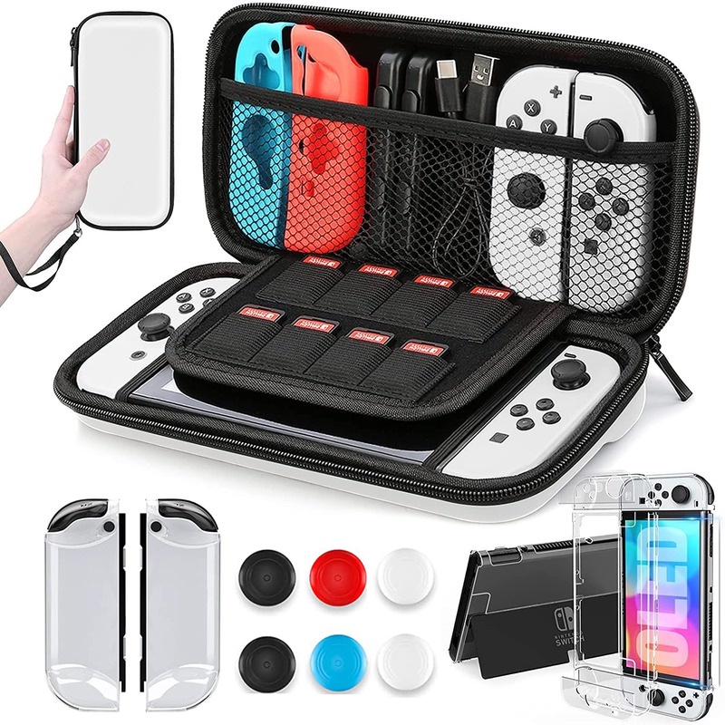 Nintendo Switch OLED Model Carrying Case, 9 in 1 Accessories Kit for ...