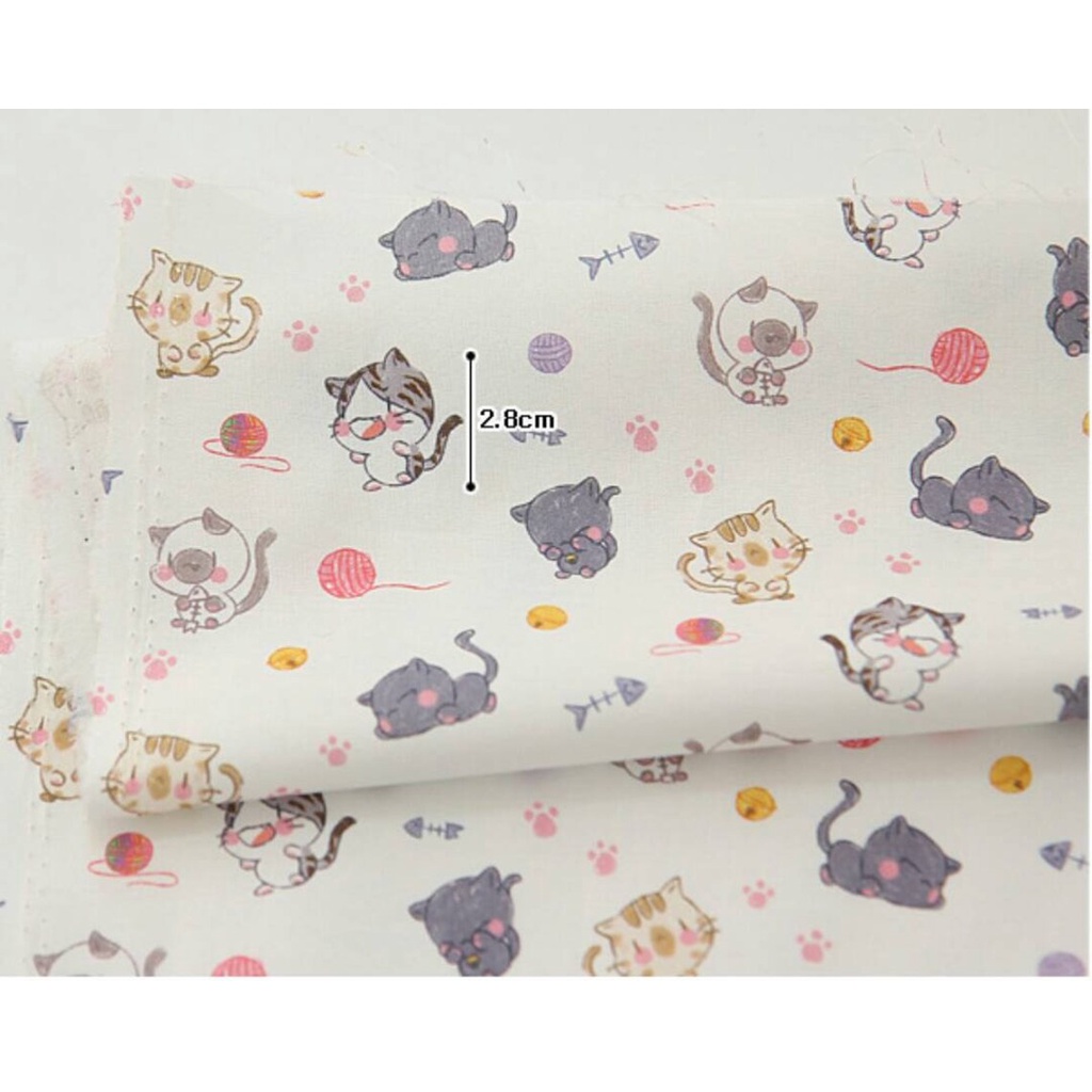Cat Kitten Patterned Cotton 100% Fabric, Cute, Kids, Sewing, Quilt made ...