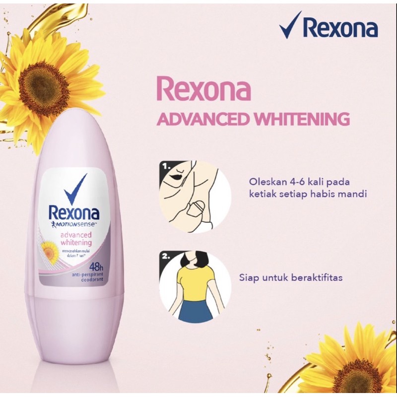 Rexona Skin Light/Advanced Whitening Deodorant Women Deo Roll On 45ml ...