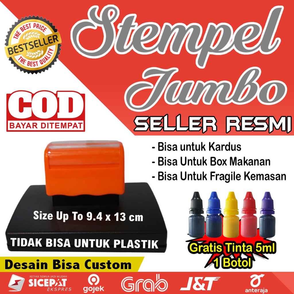 Super Jumbo Stamp / Cardboard Stamp / Large Custom Stamp Free 5ml Ink ...