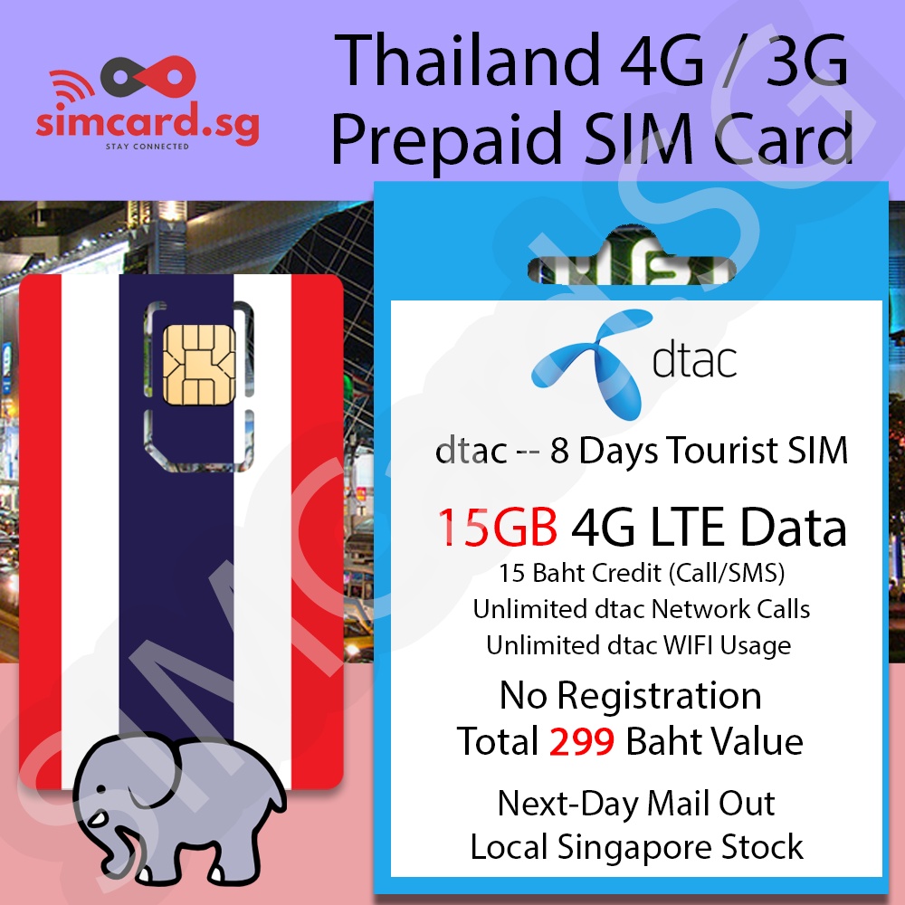 Thailand (dtac, AIS, TrueMove) Prepaid SIM Card for Happy Tourist by ...