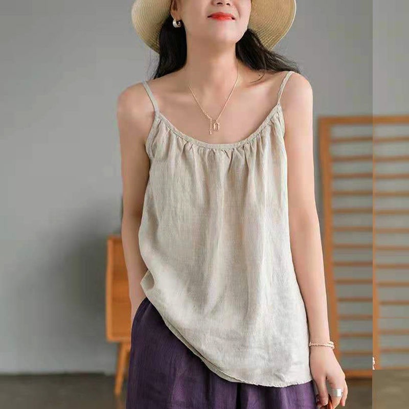 cotton vest linen vest oversized vest New Small Vest Sling Versatile ...
