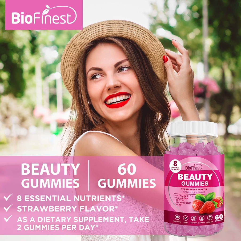 Biofinest Beauty Collagen Gummy Supplement - Vitamin A C E Biotin ...