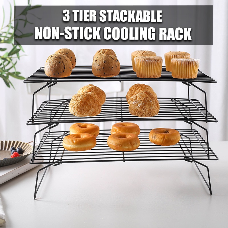 3 Tier Stackable Non-stick Stainless Steel Cooling Rack for Bread Cake ...