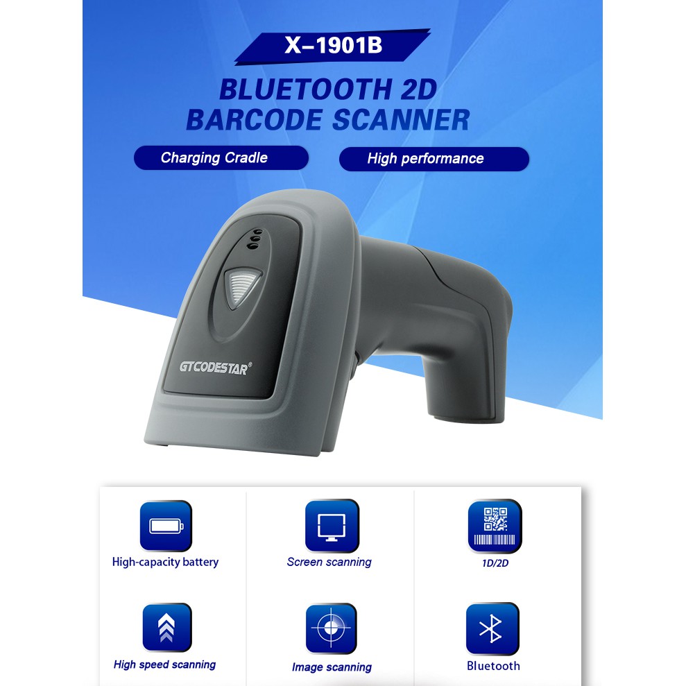 2D QR Code X-1901B 1D/2D QR Wireless Bluetooth Barcode Scanner with ...
