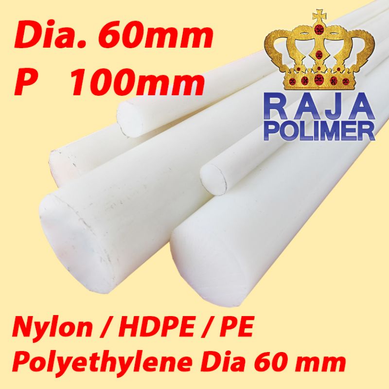 PUTIH Nylon As Dia 60 mm x 100 Polyethylene White HDPE PE Rod Cut ...