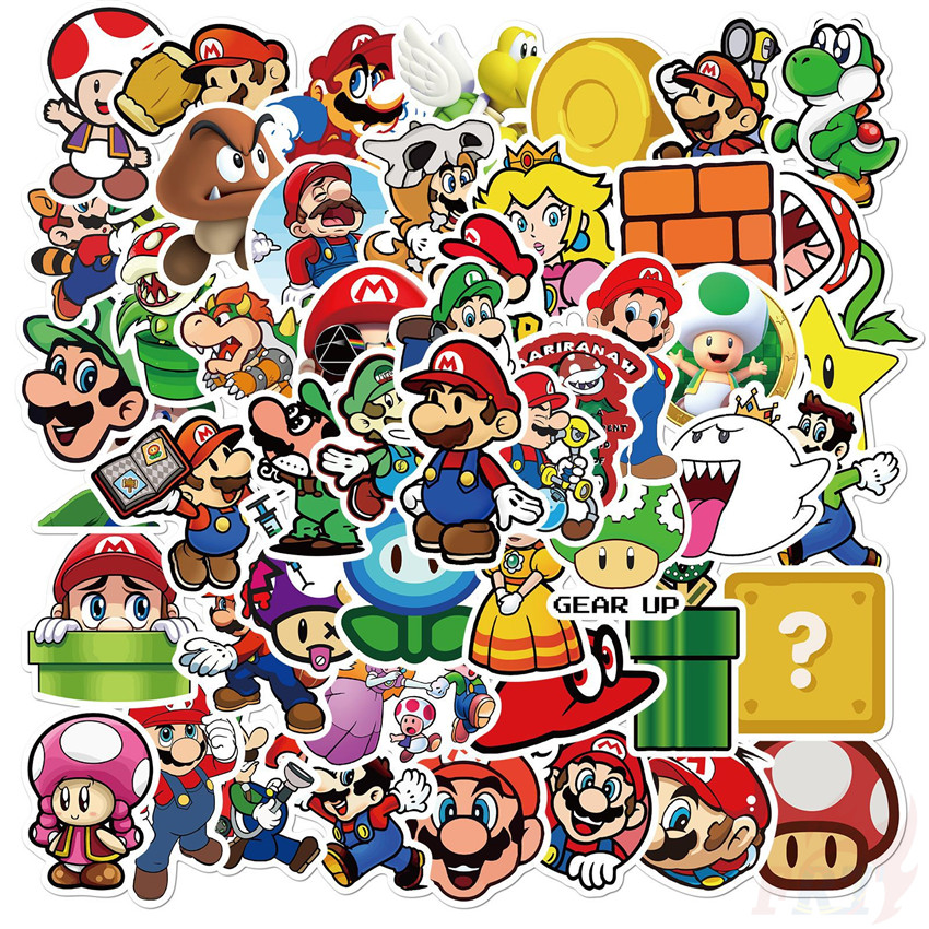 Super Mario Bros. - Series 01 Mario Luigi Yoshi Stickers 50Pcs/Set ...
