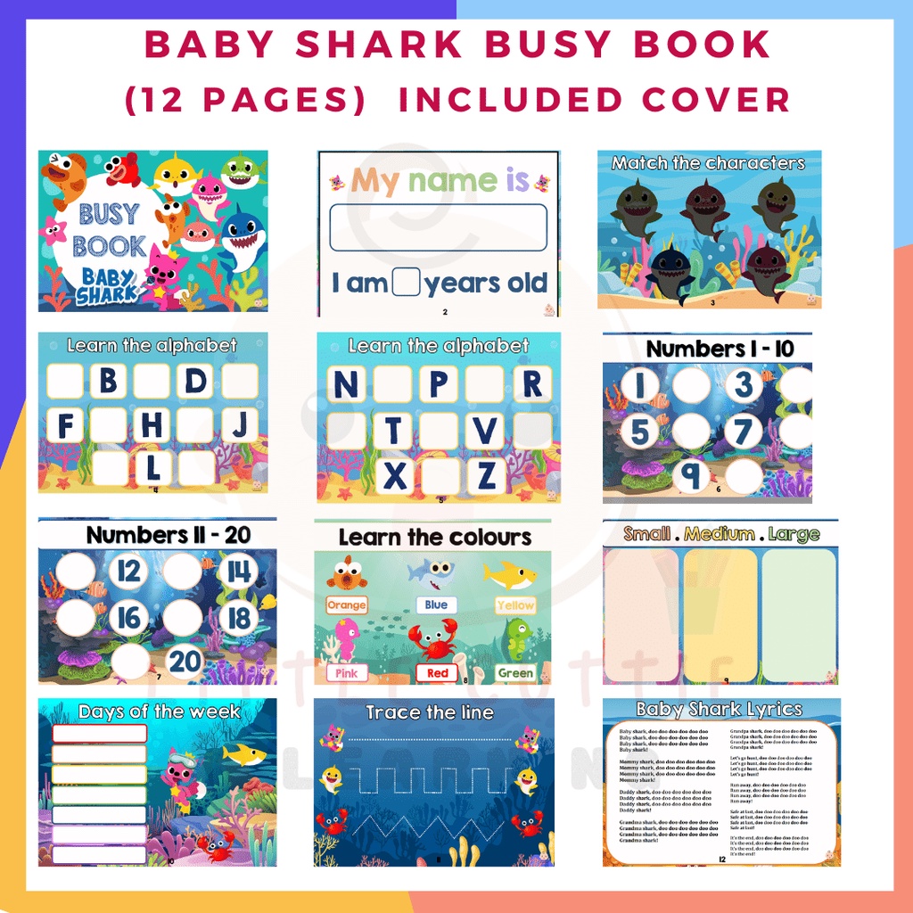 LITTLE CUTTIE Baby Shark Theme Montessori Toddler Early Learning Busy ...