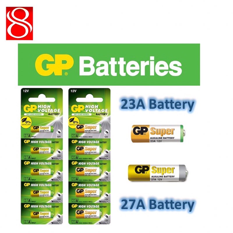 GP 23A / 27A (12V) High Voltage Alkaline battery ( 5pcs pack) | Shopee Singapore