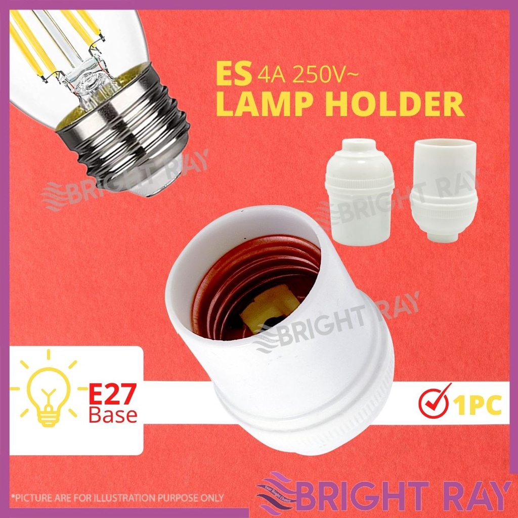 [1PC] ES Lamp Holder E27 4A 250V Holder Plastic Standard Screw-in ...