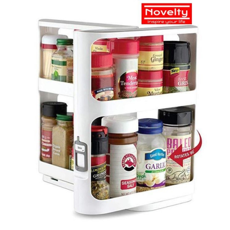 Kitchen Spice Organizer Rack Multi-Function Rotating Storage Shelf ...