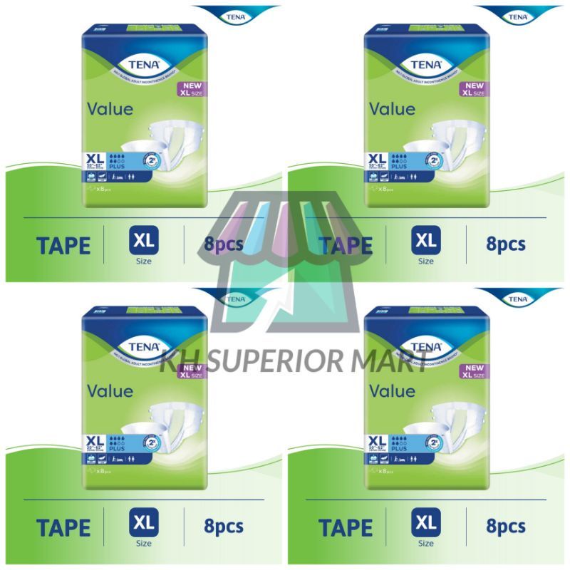 0TENA VALUE ADULT TAPE DIAPER SIZE:M10 X (4 PACKS) / L8 X (4 PACKS) / XL8X 4PACKS | Shopee Singapore
