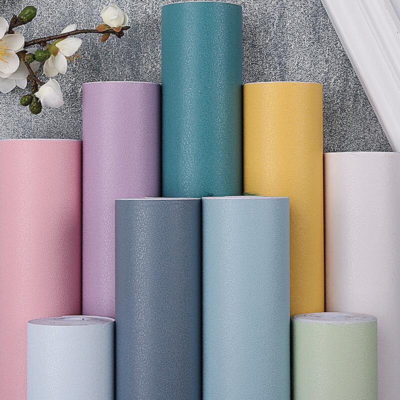 Macaron PVC Waterproof Self adhesive Wallpaper Solid Living Room Kids ...