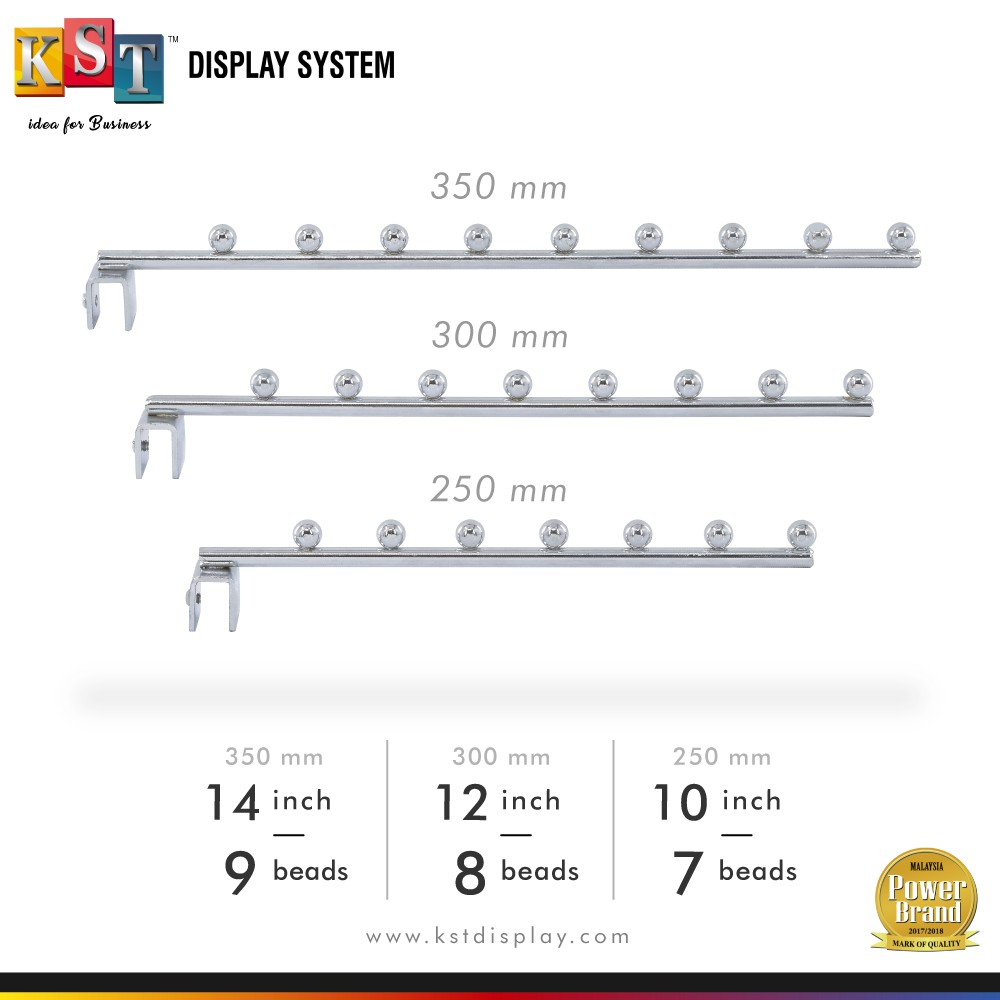 Heavy Duty Square Bar Hook Waterfall With Bead Stopper 250mm/(10inch) I ...