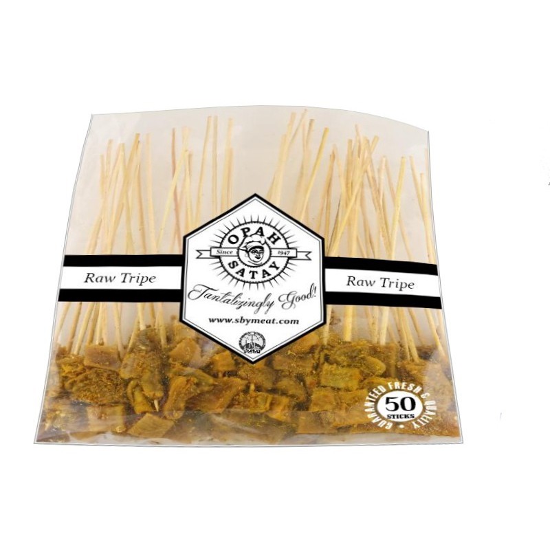 Opah Satay Raw Babat Satay (Beef Tripe) 50 sticks + Peanut Sauce (500gm ...