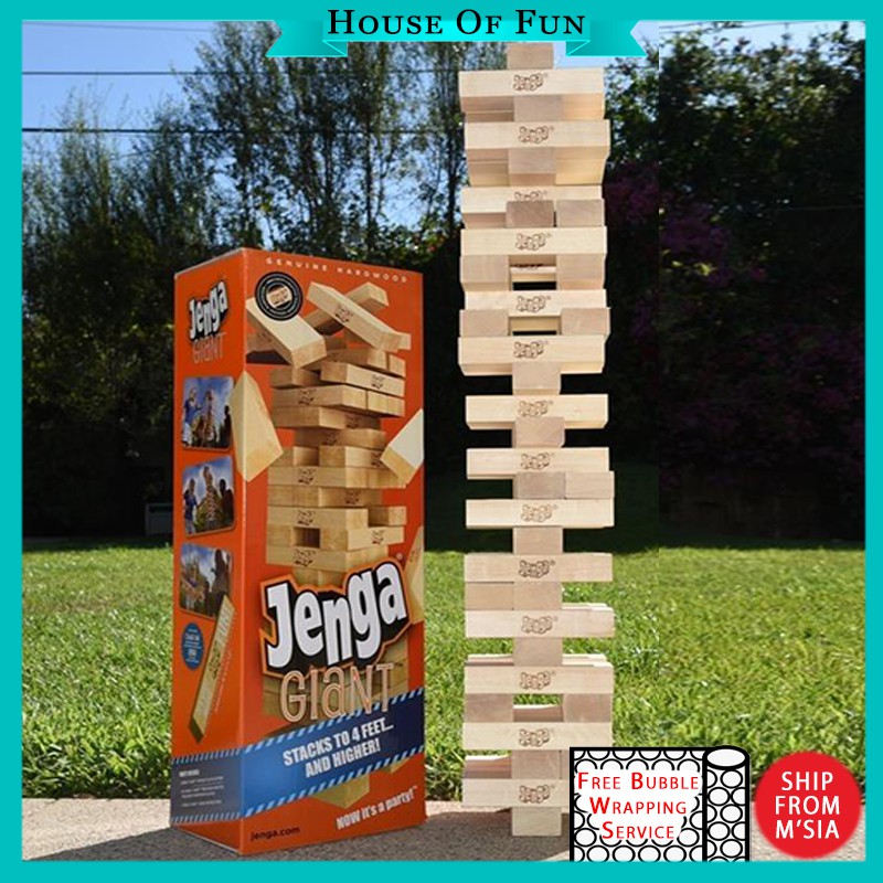HOT ITEM Jenga GIANT Hardwood Game Stacks to 4+ feet Family Game Mainan ...