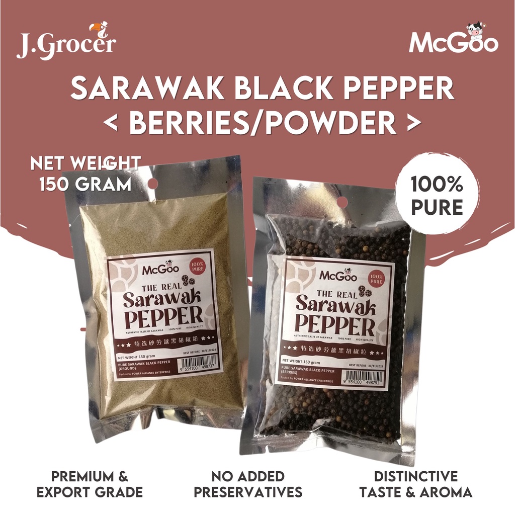 HITAM 150g McGoo 100% Pure Sarawak Black Pepper (Powder/Berries ...