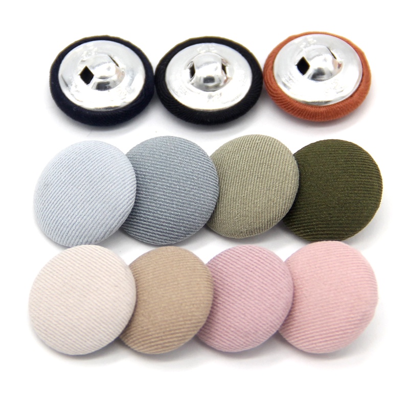 10Pcs/set 15/20/25/30mm Colorful Cloth Covered Buttons Metal Shank ...