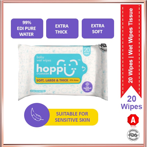 HOPPI BABY WET WIPES PREMIUM 99% X 20 WIPES BABY WIPES WET WIPES WET ...