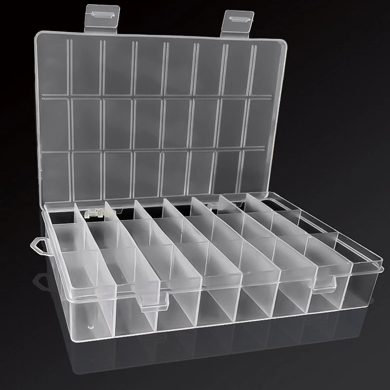 24 Slots Adjustable Jewelry Storage Box / Portable Craft Organizer ...