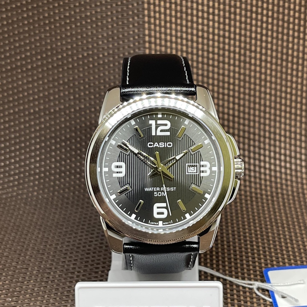 [Original] Casio MTP-1314L-8A Men Classic Analog Black Leather Black ...