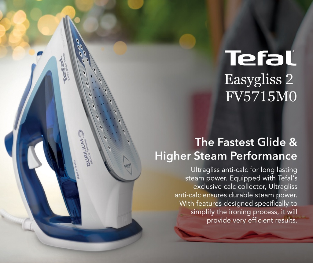 Tefal Durilium Airglide Technology Easygliss Steam Iron 270ml 2400W ...