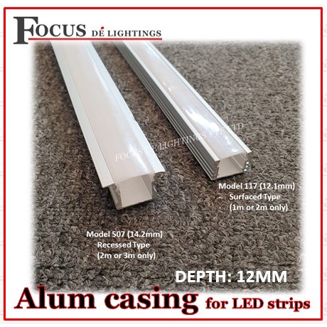 [2 pcs] 1 meter ALUMINIUM PROFILE ALUM CASING FOR LED STRIPS (Depth ...