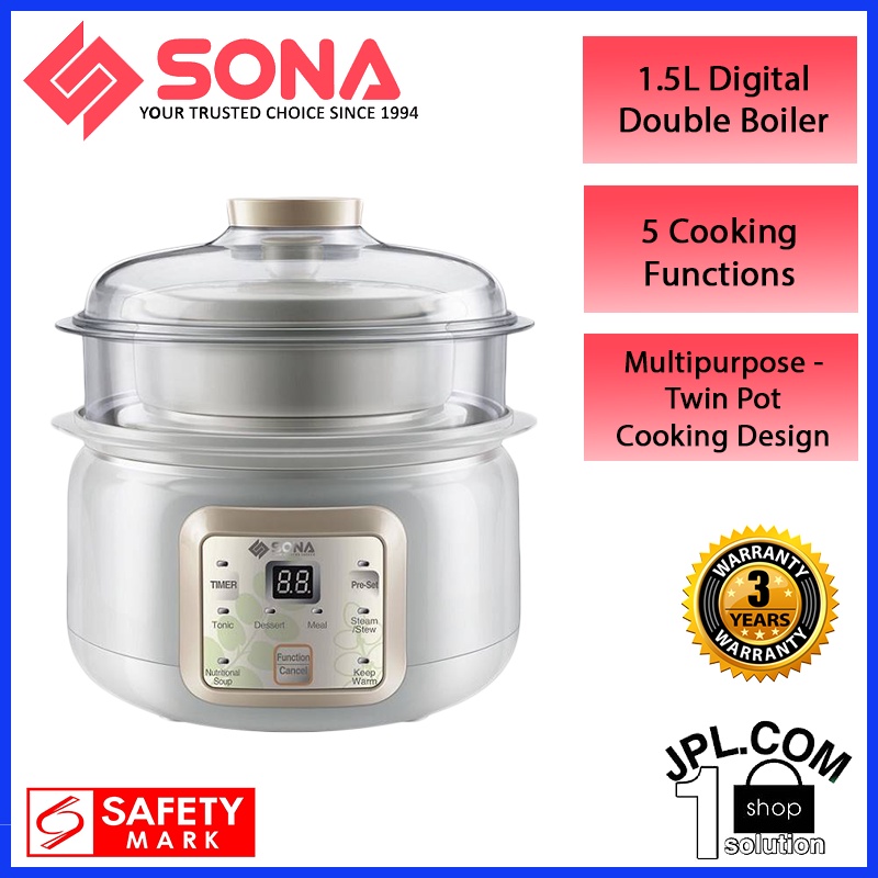 Sona 1.5L Digital Double Boiler SDB 1015 ( Ceramic Pot, Double Boil ...