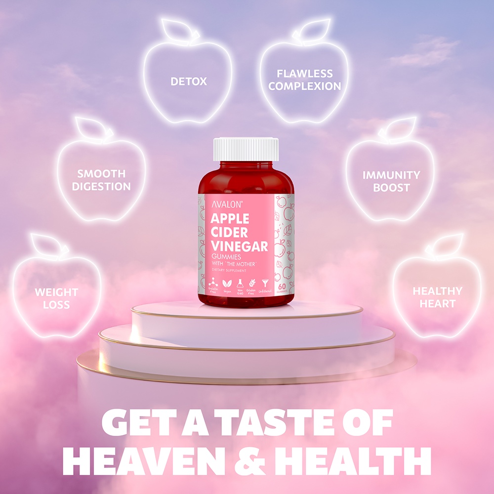 AVALON Apple Cider Vinegar Gummies 60s | Low Cal & Vegan Weight Loss ...