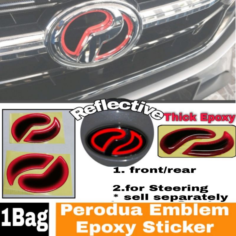 New 2Tone Perodua Logo Emblem Epoxy Sticker Steering Front Rear axia ...