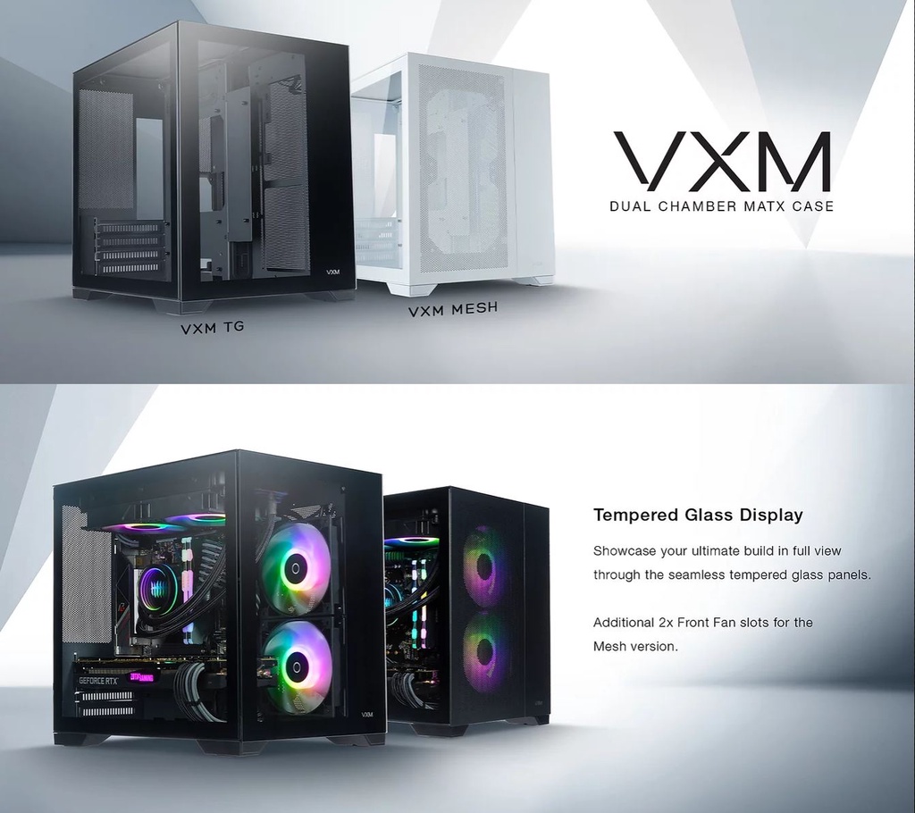 Tecware VXM Mesh/TG Black/White Case (1 YEAR WARRANTY BY TECH DYNAMIC ...