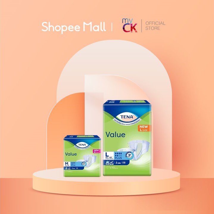 (Bundle of 8) TENA Value Tape Diaper Adult M12's/L10's | Shopee Singapore