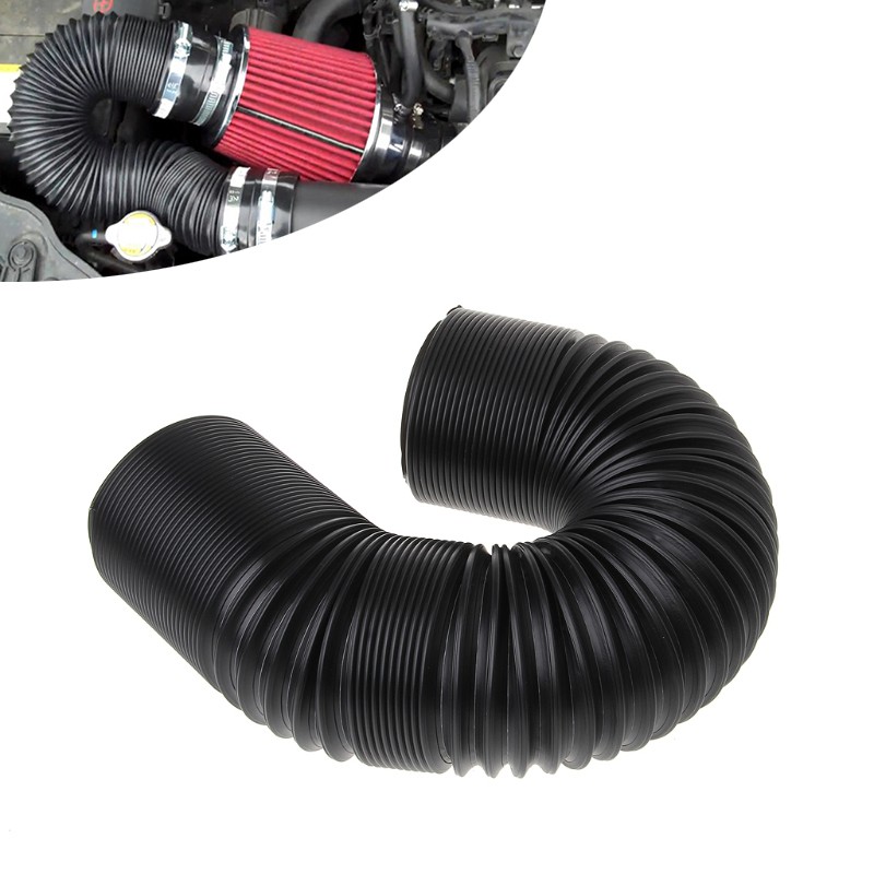 80mm Black Car Air Intake Hose Ducting Feed Pipe Hose Flexible 1m For ...
