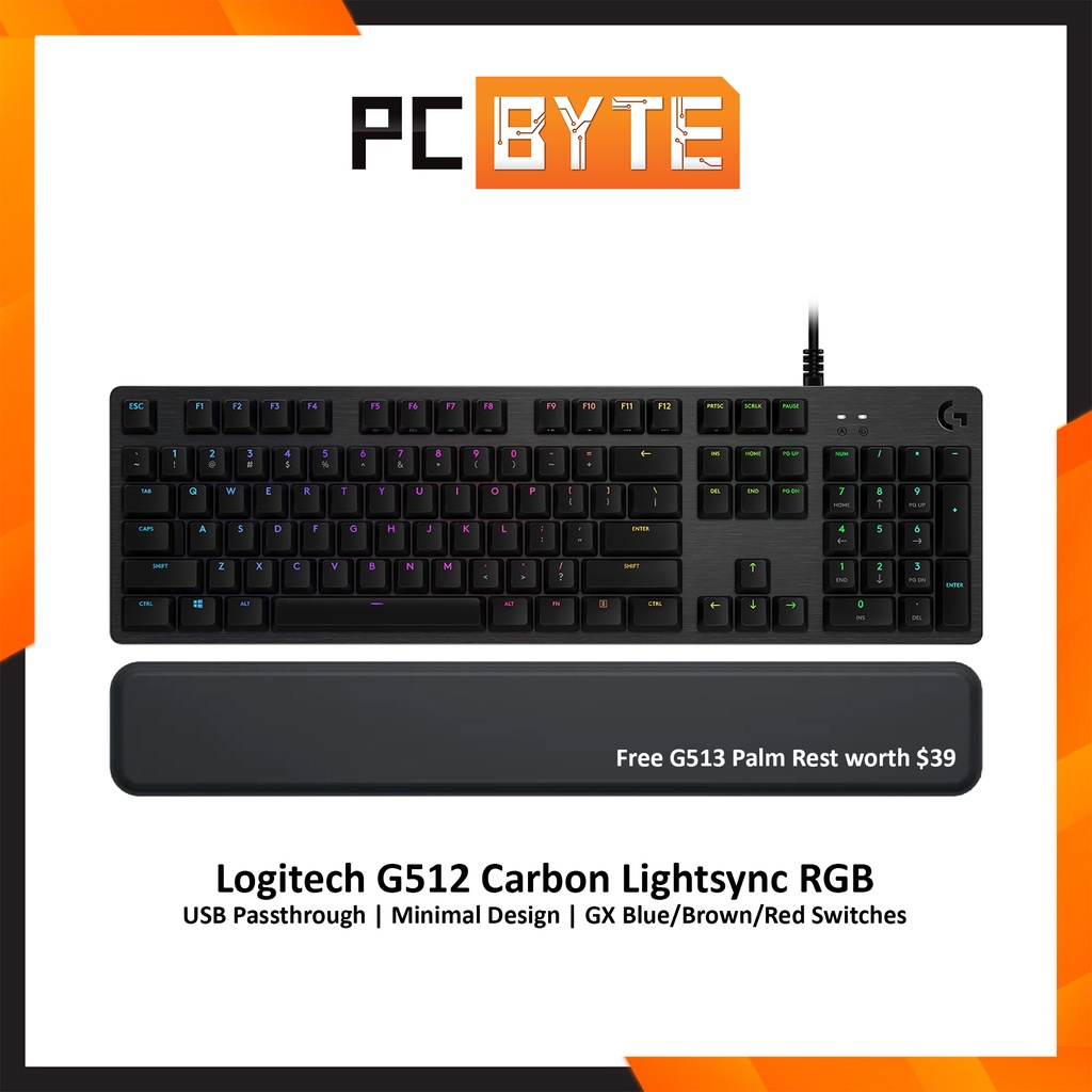 [Free Palm Rest] Logitech G512 Carbon Lightsync RGB - Mechanical Gaming ...