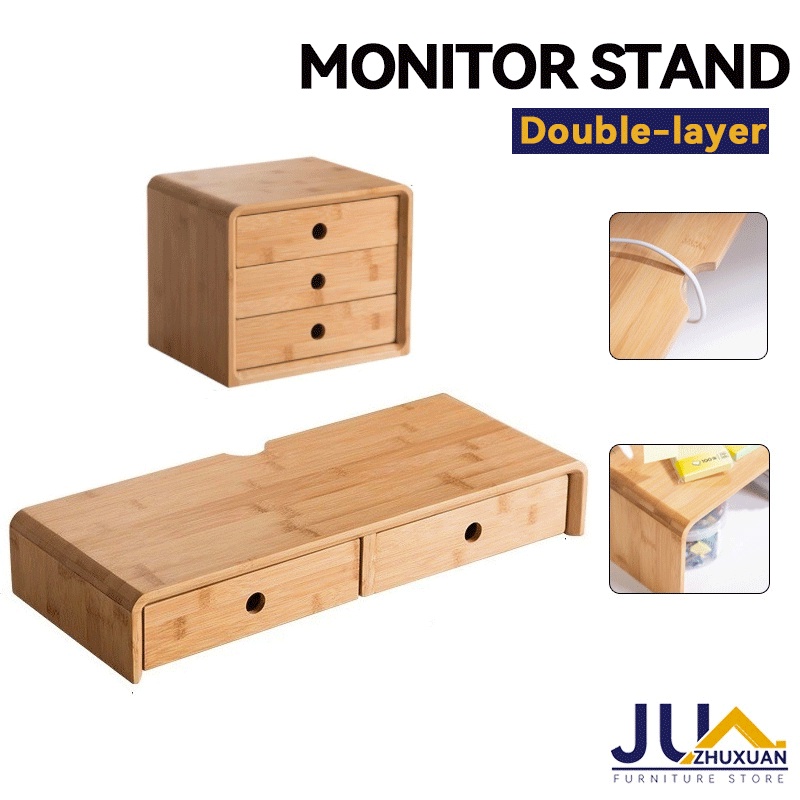 Desk Organiser Shelf Monitor Stand Riser with Storage Shelf, 2 Tiers ...