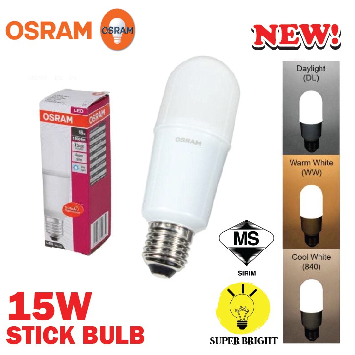 OSRAM SIRIM APPROVED 15W E27 LED STICK BULB - DAYLIGHT WARM WHITE COOL WHITE | Shopee Singapore
