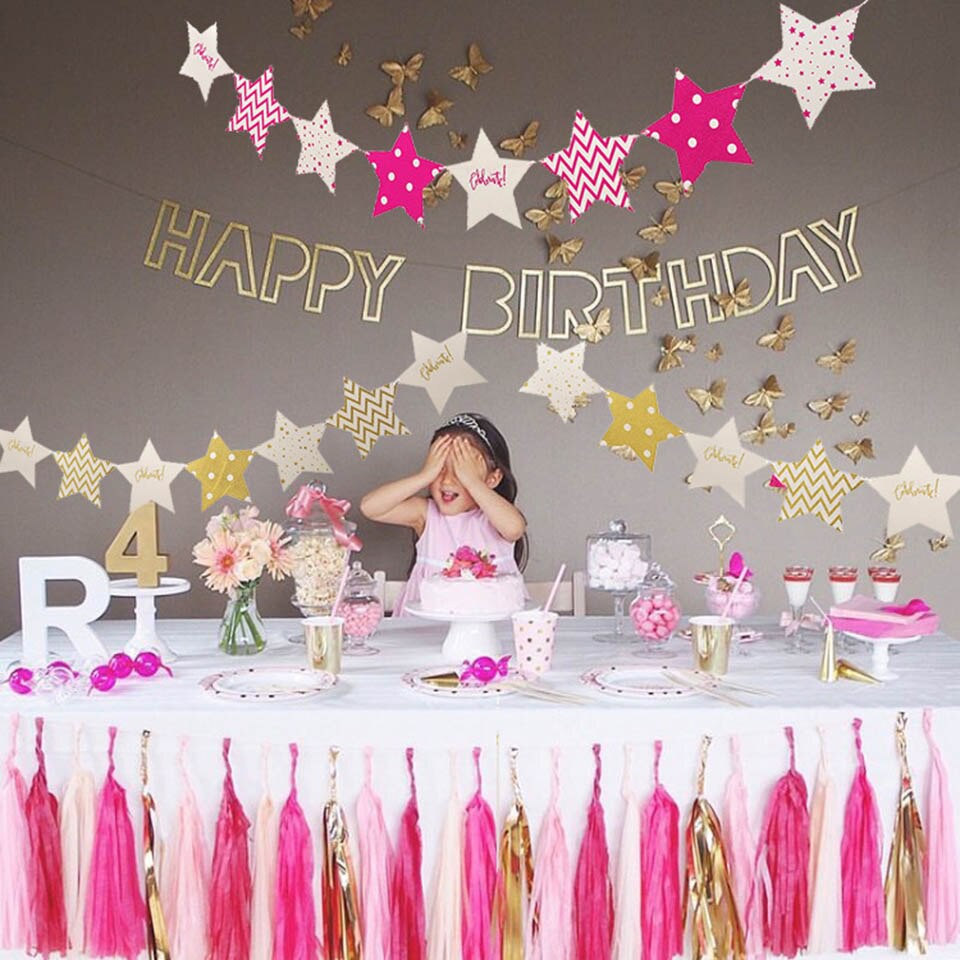 [SG Stock] Glitter Star Banner Garland Party Decoration Backdrop ...