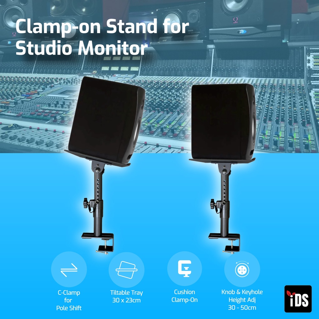[iDS] Desktop Clamp-On Studio Monitor Stand Speaker Stand - Set of 2 ...