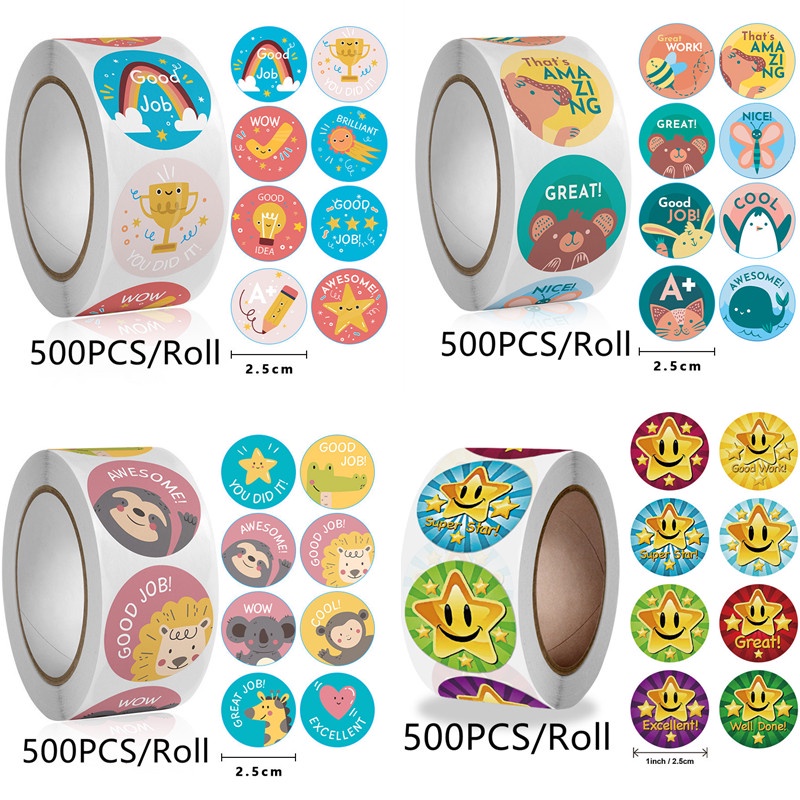 New Animal Reward Sticker for Kids 500pcs/roll Classic Decor for ...