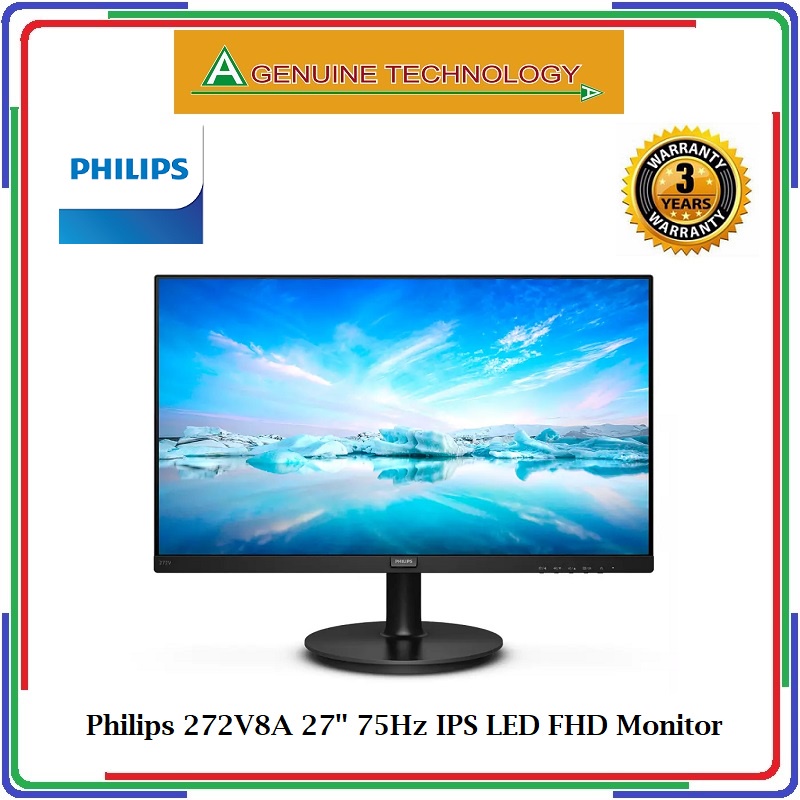 Philips 272V8A 27" 75Hz IPS LED FHD Monitor - VGA, HDMI, DP, SPK & VESA ...