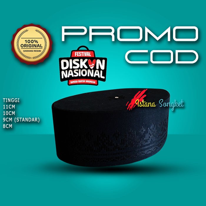 HITAM Black SONGKOK Cap With SONGKET Weaving MOTIF, MEDAN Height 8cm ...