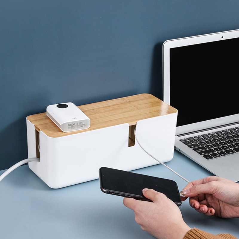 【SG Local Stock】Cable Management Storage Box with Wooden Style Lid ...